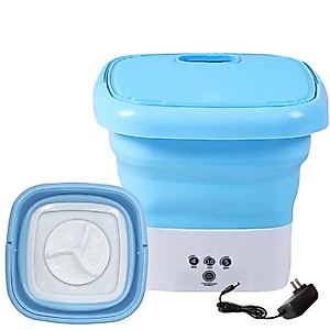 Portable Foldable Bucket Washing Machine Small Turbine Washer with Drain Basket for Apartment Dorm, Underwear or Small Items, Camping, RV, Travel (110V-240V) - Best Gift Choice