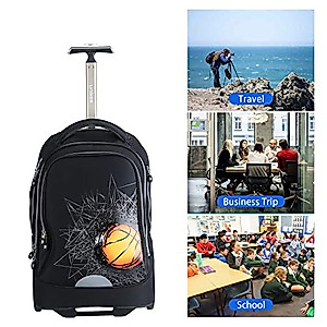 UNIKER Rolling Laptop Bag for 14 Inch Laptop,19 Inch Roller Bookbag for Teen Girl Boy,Wheeled Computer Bag,Sports Bag on Wheels,Trolley School Bag Basketball,Schoolbag with Wheels