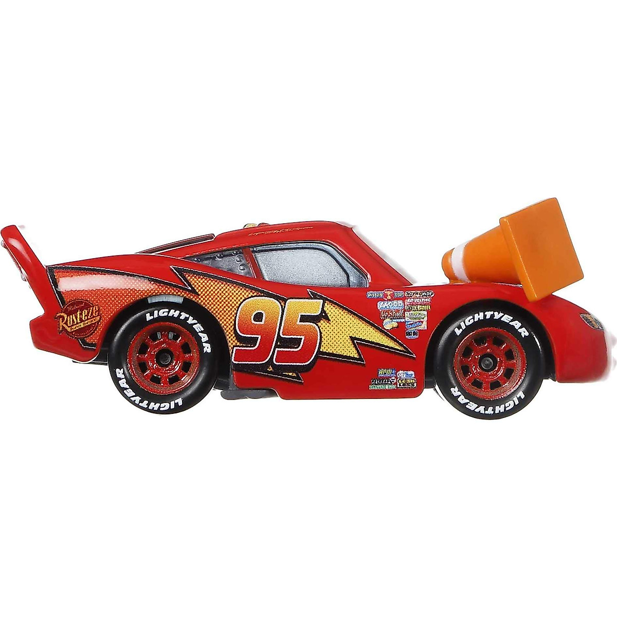 Disney Car Toys Lightning McQueen with Cone, Miniature, Collectible Racecar Automobile Toys Based on Cars Movies, for Kids Age 3 and Older, Multicolor
