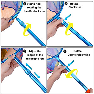 Kids Fishing Net, Telescoping Bait Net, Minnow Net, Butterfly Net - 11.4" Net Depth, Handle Extends to 30" for Easy Catch and Release (Blue 2pack)