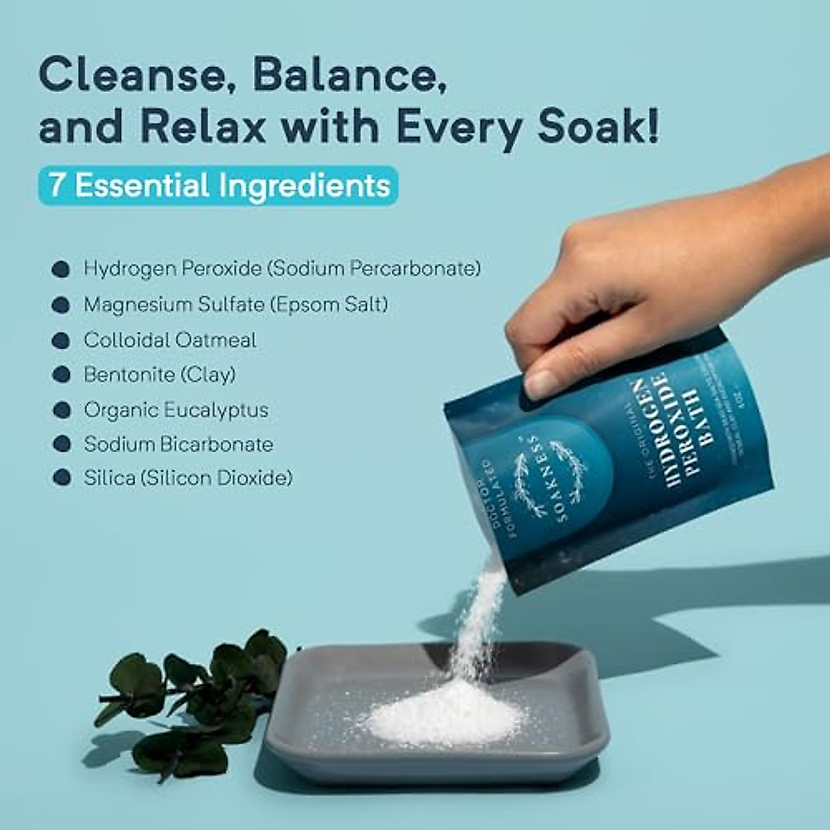Soakness Hydrogen Peroxide Epsom Salt Bath Soak & Foot Spa (3-Pack) – Patented Formula for Muscle Recovery, Skin Detoxification & Relaxation – Created with Doctor Expertise - Foot Soak for At-Home Spa
