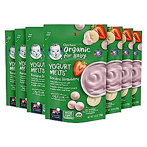 Gerber Baby Snacks Organic Yogurt Melts, Banana & Strawberry, 1 Ounce (Pack of 7)