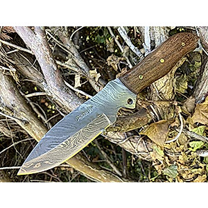 Perkin - Custom Handmade Damascus Hunting Knife - Beautiful Camping Knife - Full Tang