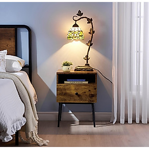 VECELO Modern Nightstands,Square End Side Table with Drawer and Storage Space for Bedroom and Living Room