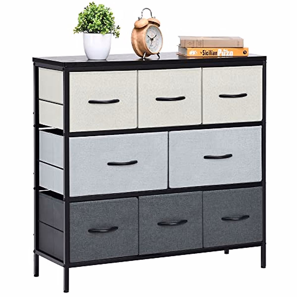 YITAHOME 8 Drawer Dresser for Bedroom Storease Series, Fabric Dresser Chest of Drawers Storage Drawer Unit for Bedroom/Living Room/Hallway/Entryway/Closet, Multi-Grey