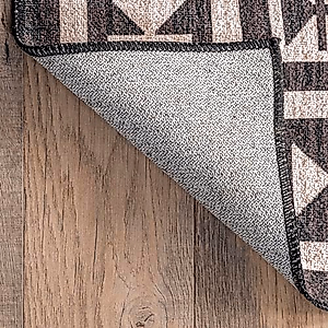 nuLOOM 5' x 8' SpinClean Machine Washable Stain-Resistant Area Rug with Non Slip Backing, Low Profile for Living Room, Bedroom, and Dining Room, Leighton Beige