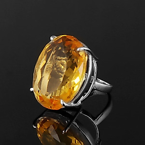 GEMHUB 925 Sterling Silver Yelllow Citrine Silver Ring, Oval Cut Man Ring, Women Ring, Citrine Women Ring