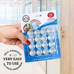 Door Stoppers Wall Protector [16 Pack] Wall Door Stop Small Size | Rubber Door Bumpers Small Size | Self Adhesive Door Stopper | Shower Door Bumpers | Clear Stick on Headboard Stoppers Rubber Bumpers
