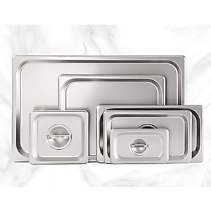 CURTA Full Size Hotel Pan Cover,18-8 Stainless Steel Solid Steam Table Catering Food Pan Lid with Handle