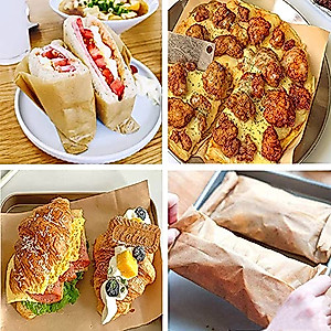 Yuyouqu 100 Sheets Deli Paper Pre Cut Wax Paper Sheets 12 x 12 Inch Disposable Food Basket Liners Grease Proof Sandwich Wrapping Paper Grease Resistant Food Trays Paper Liner Brown