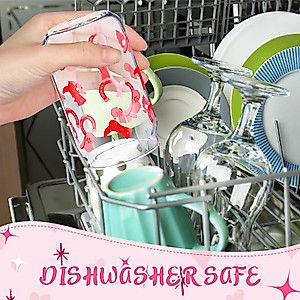 Yaomiao 4 Sets Glass Cups with Bamboo Lids and Straws, 16 oz Drinking Beer Can Iced Coffee Cup with Lid Straw and Cleaning Brush Reusable Tumbler Drinking Glass Coffee Gift Idea (Cowgirl)