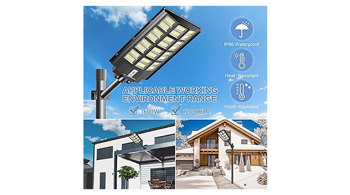 VOOJOY 1600W Solar Street Lights - Super Bright & Smart