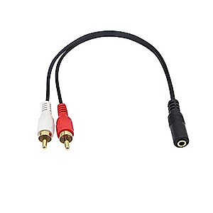 CERRXIAN 0.2m Gold 3.5mm Female Stereo Jack to 2 RCA Plug AUX Auxiliary Headphone Adapter Audio Y Cable(Black)(2-Pack)