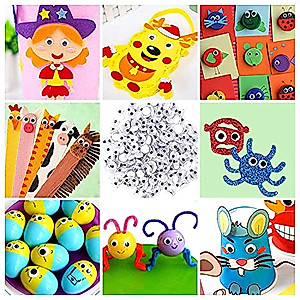 Halloween Foam Stickers 300Pcs, 200 Self-Adhesive Foam Glitter Sticker & 100 Wiggle Eyes, Pumpkin Ghost DIY Crafts for Halloween Thanksgiving Party