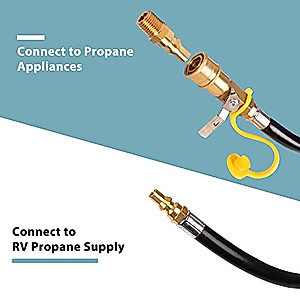 SHINESTAR RV Propane Quick Connect Kit, 12FT Quick Connect Propane Hose & 1/4" Quick-Disconnect Propane Adapter Fitting