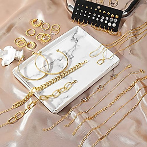 IFKM Gold Plated Jewelry Set with 5 PCS Necklace, 14 PCS Bracelet, 20 Pairs Earring, 20 PCS Knuckle Rings for Women Girls Valentine Anniversary Birthday Friendship Gift