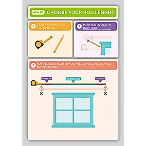 Ivilon Window Treatment Curtain Rod - Square Finials, 1 1/8 in Rod, 72 to 144 Inch, Antique Black