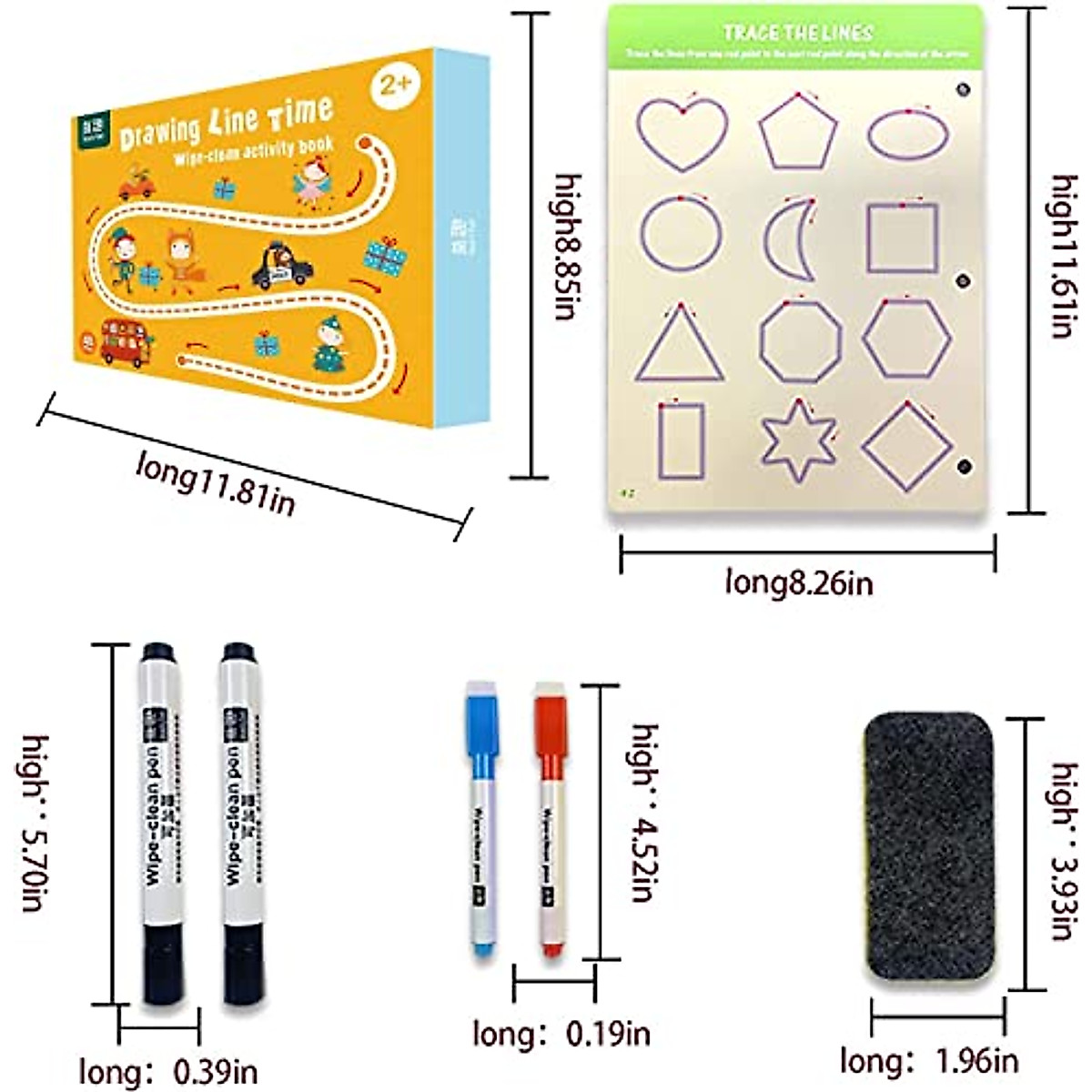 Preschool Learning Activities for 2 Year Olds, Toddler Learning Activities with 4 Dry Erase Markers, Preschool Classroom Must Haves Montessori Educational Toys for 2 3 4 Years Kindergarten Workbooks