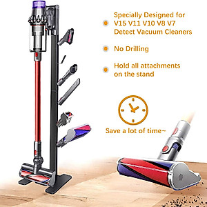 XIGOO Storage-Stand-Docking-Station-Holder Compatible with V15 V11 V10 V8 V7 V6 Cordless Vacuum Cleaners & Accessories, Stable Metal Bracket Organizer Rack, Brushed Black