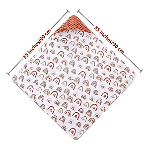 Swaddle Blanket for Stroller Minky Baby Blanket with Hat 35 x 35 inches Newborn Baby Bunting Bag for Stroller Seat Liners, Baby Carrier, High Chair, Shopping Cart, Lounger Canopy (Rainbow)