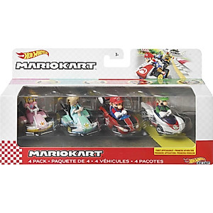 Hot Wheels Mario Kart Track Set & Toy Car, Piranha Plant Slide Playset with First-Appearance Yoshi Kart Vehicle & Gravity Launcher