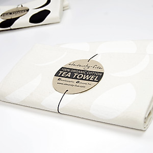 Moon Phase in White Screen Printed Organic Cotton Tea Towel