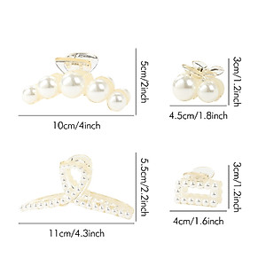 inSowni 7 Pack Pearl Plastic Hair Claw Clips White Fancy Non Slip Jaw Barrettes Elegant Hair Styling Grip Clamps Korean Decorative Wedding Bridal Hair Accessories Bulk for Women Girls Thin Thick Hair