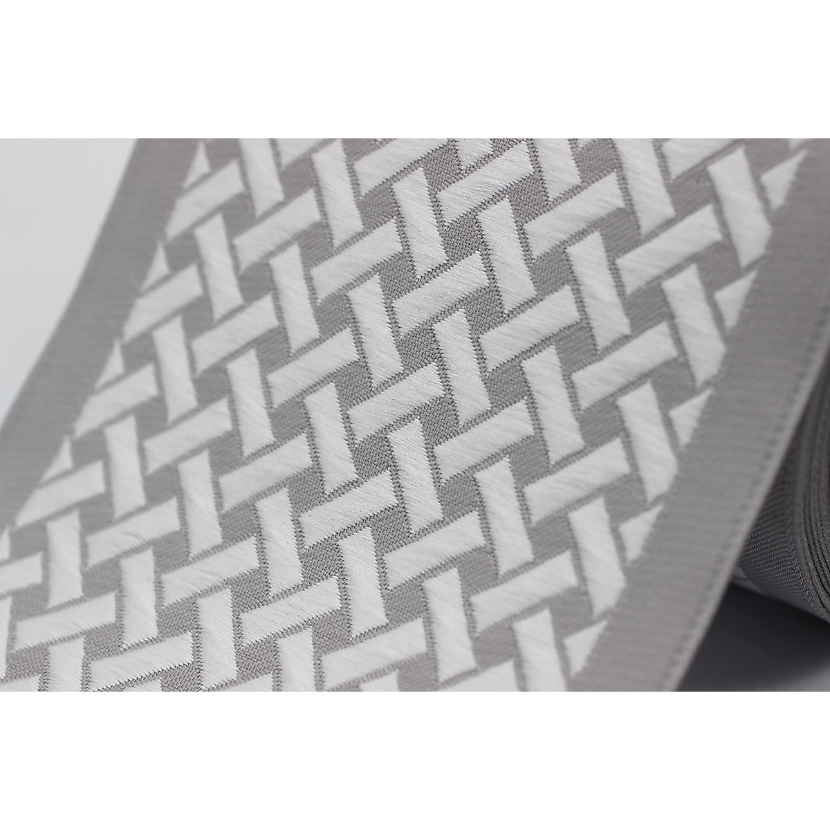 3.8 Yards Spool 3.9" White & Gray Knot Embroidered Drapery Trim Jacquard Ribbon for Your Drapes Curtains Drapery Banding Trim Tape V3 179