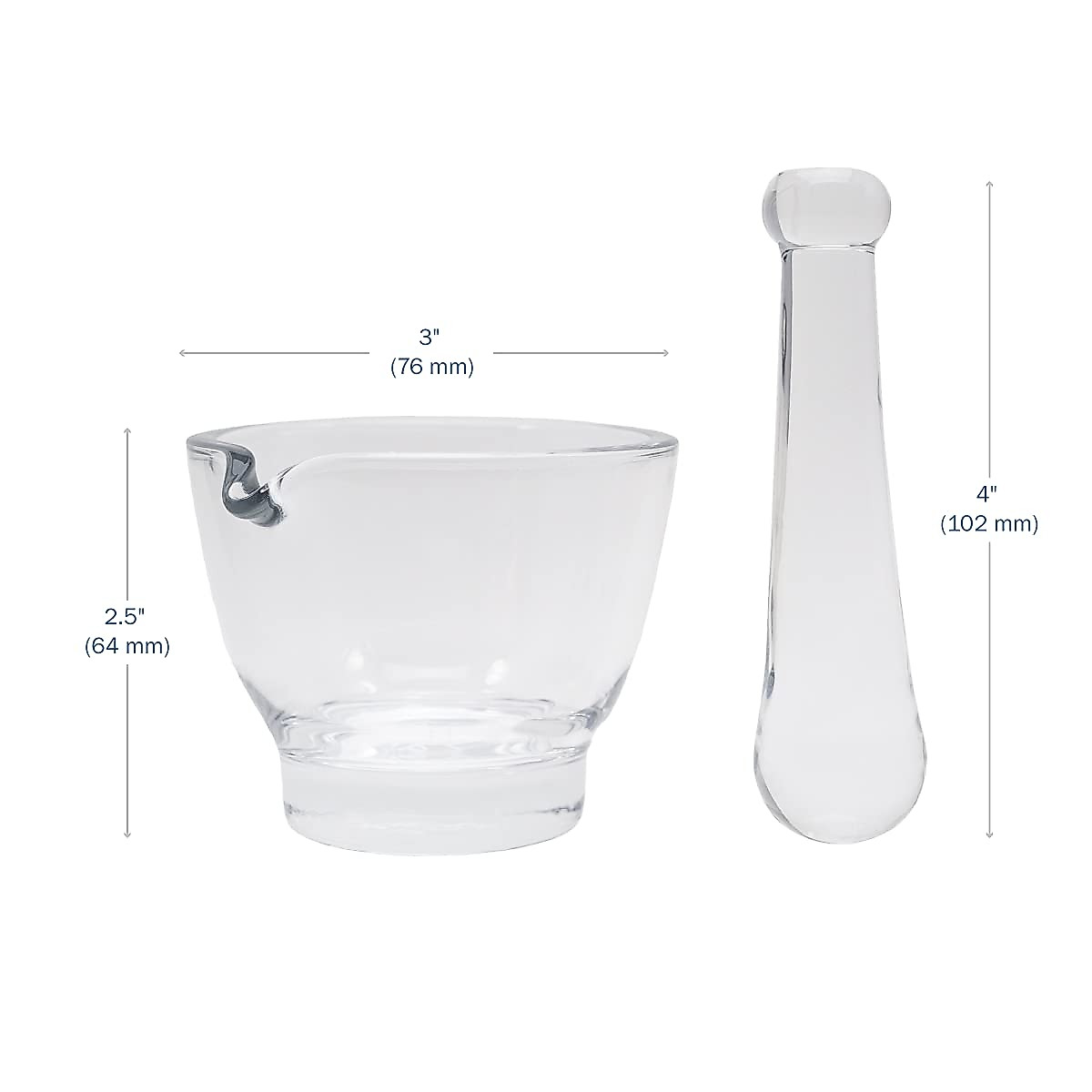 Apothecary Products Mortar and Pestle Bowl, Mixer and Grinder for Medicine, Glass (2 oz)