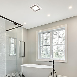 Maxxima Luvoni 70 CFM Bathroom Exhaust and Ventilation Fan - 3000K Warm White 600 Lumen LED Light, Quiet 2 Sones Operation, White Grill Ceiling Fan