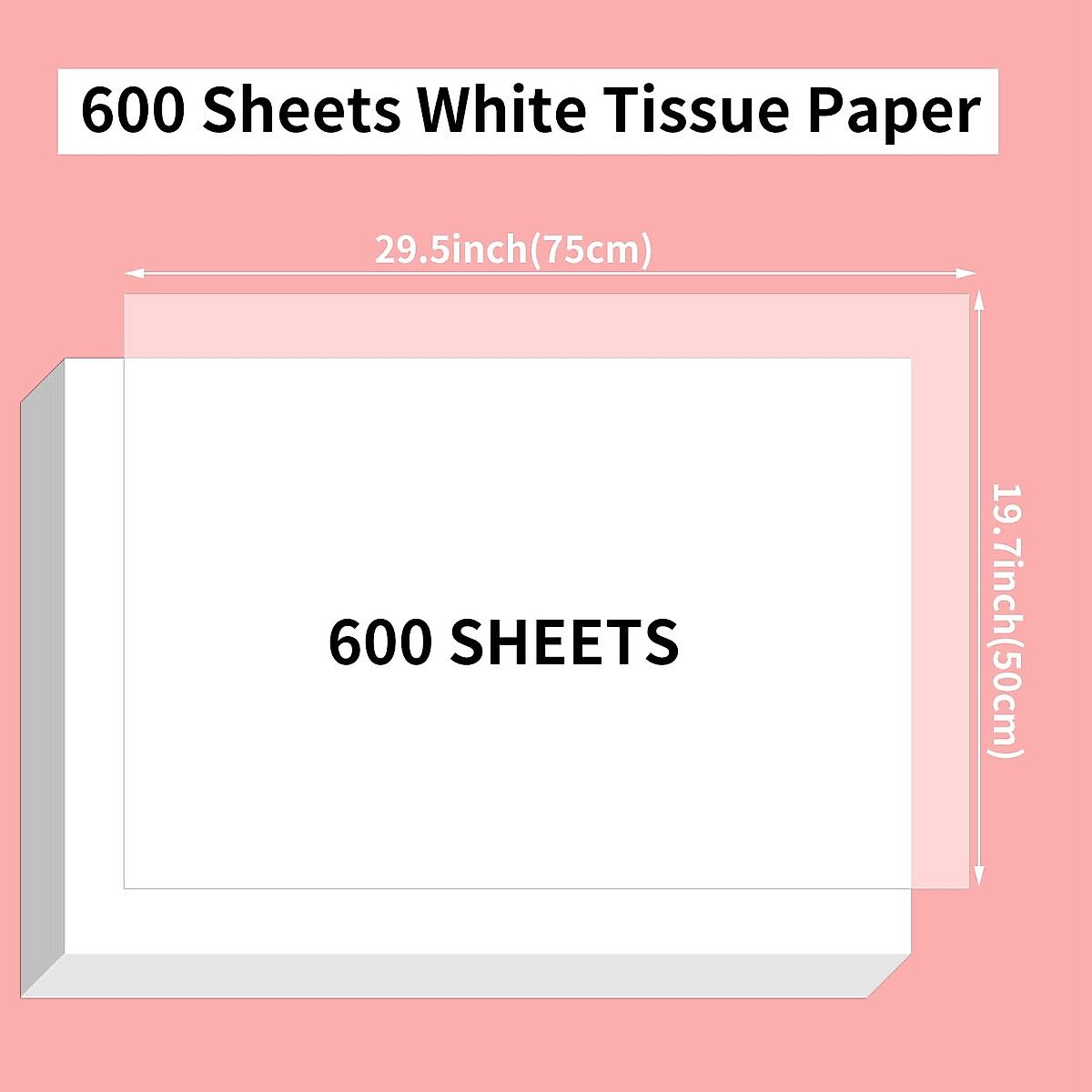 20 x 30 Inches White Tissue Paper 600 Sheets White Wrapping Tissue Paper Bulk for Storage Packaging Christmas Stocking Stuffers Gift Bags Wedding Birthday Art Crafts