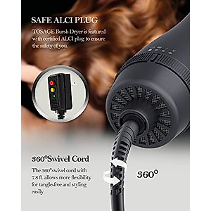 Hair Dryer Brush, Blow Dryer Brush with Enhanced Titanium Barrel & Negative Ions Technology, Hair Dryer and Styler Volumizer Professional 4 in 1 Hot Air Brush for Drying, Straightening, Curling（Black)