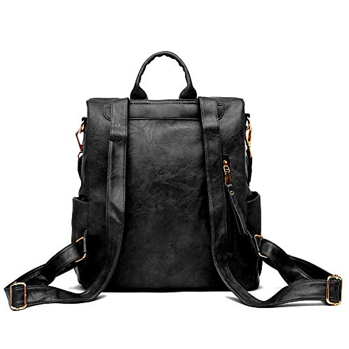 ZOCILOR Women's Fashion Backpack Purse Multipurpose Design Convertible Satchel Handbags and Shoulder Bag PU Leather Travel bag (Black)