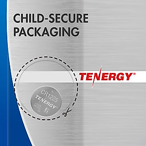 Tenergy 3 Volt Battery CR1225, Button Cell Batteries, Ideal for Thermometers, Key Fobs, Laser Pointers, Medical Devices, Calculators, and More, 5 Pack