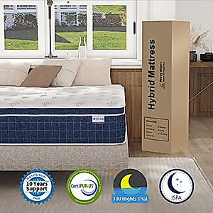 EEN EEN SLEEP Queen Mattress in a Box, 12 Inch Hybrid Mattress Queen Size, Medium Firm Mattress with Foam and Pocket Innerspring, Strong Edge Support, Fits All Bed Frames, CertiPUR-US