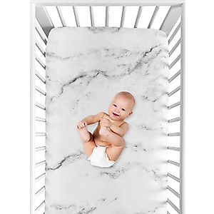 Sweet Jojo Designs Grey, Black and White Baby or Toddler Fitted Crib Sheet for Marble Collection