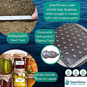 SmartSolve Water-Soluble Tape | 1” x 30 Yards | Dissolves Quickly in Water | Self Adhesive | Mask for Hydrographics & Double Dipping | Crafts & Labels | Biodegradable | Eco-Friendly
