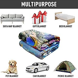 HommomH 60"x80" Blanket Comfort Warmth Soft Plush Throw for Couch Bright Tropical Fish