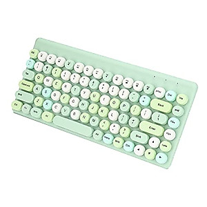 Wireless Keyboard Mouse Combo, Cute Mixed Colors 2.4G 1200 DPI 86 Keys Retro Round Concave Keycaps Tilt Panel Wireless Gaming Keyboard Mouse Combo, for Laptop Desktop MacBook MAC Windows(Green)
