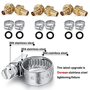 YELUN Solid Brass Garden Hose Repair Connector with Clamps Hose End Repair Kit,Fit for 1/2"Garden Hose Fitting,Male and Female Hose Fittings(1/2"-3 Set)