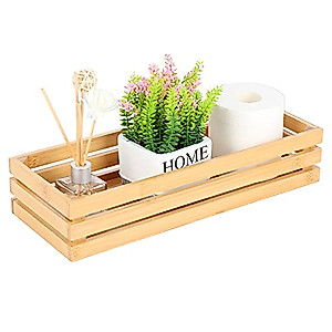 MinBoo Bamboo Toilet Paper Basket Toilet Tank Top Toilet Paper Storage Bathroom Trays for Counter Bamboo Bathroom Accessories for Bathroom Decor Bamboo Storage Basket