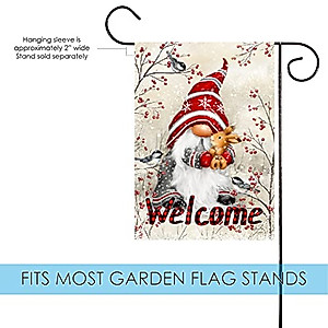 Toland Home Garden 1112629 Welcome Gnome Winter Flag, 12x18 Inch, Double Sided for Outdoor House Yard Decoration