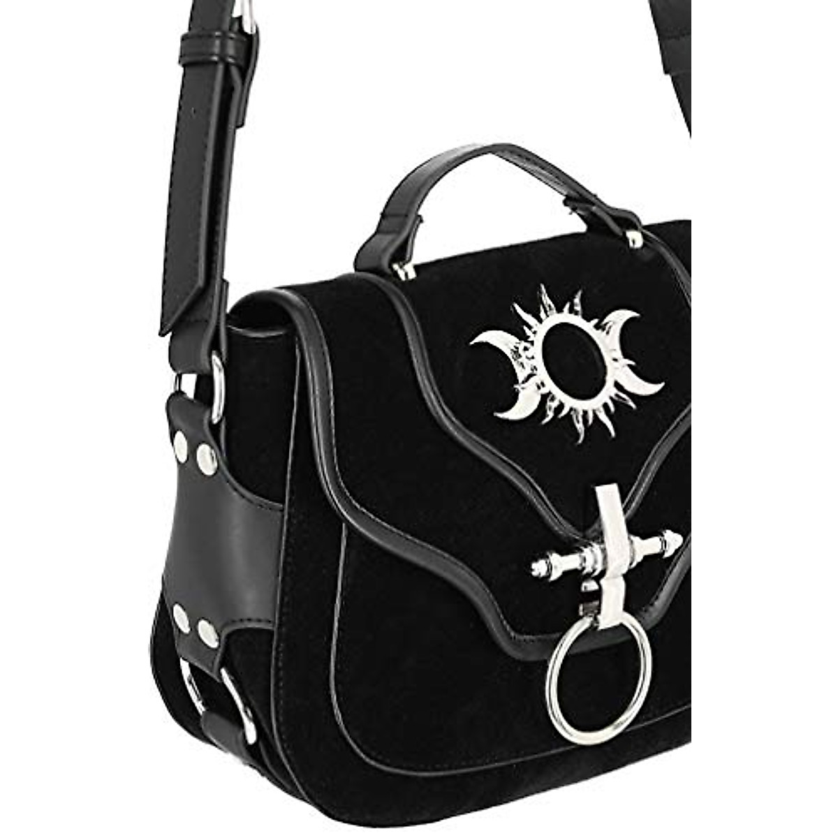 Restyle Triple Goddess Pagan Bag Moon Phases Gothic Wicca Vegan Suede Handbag