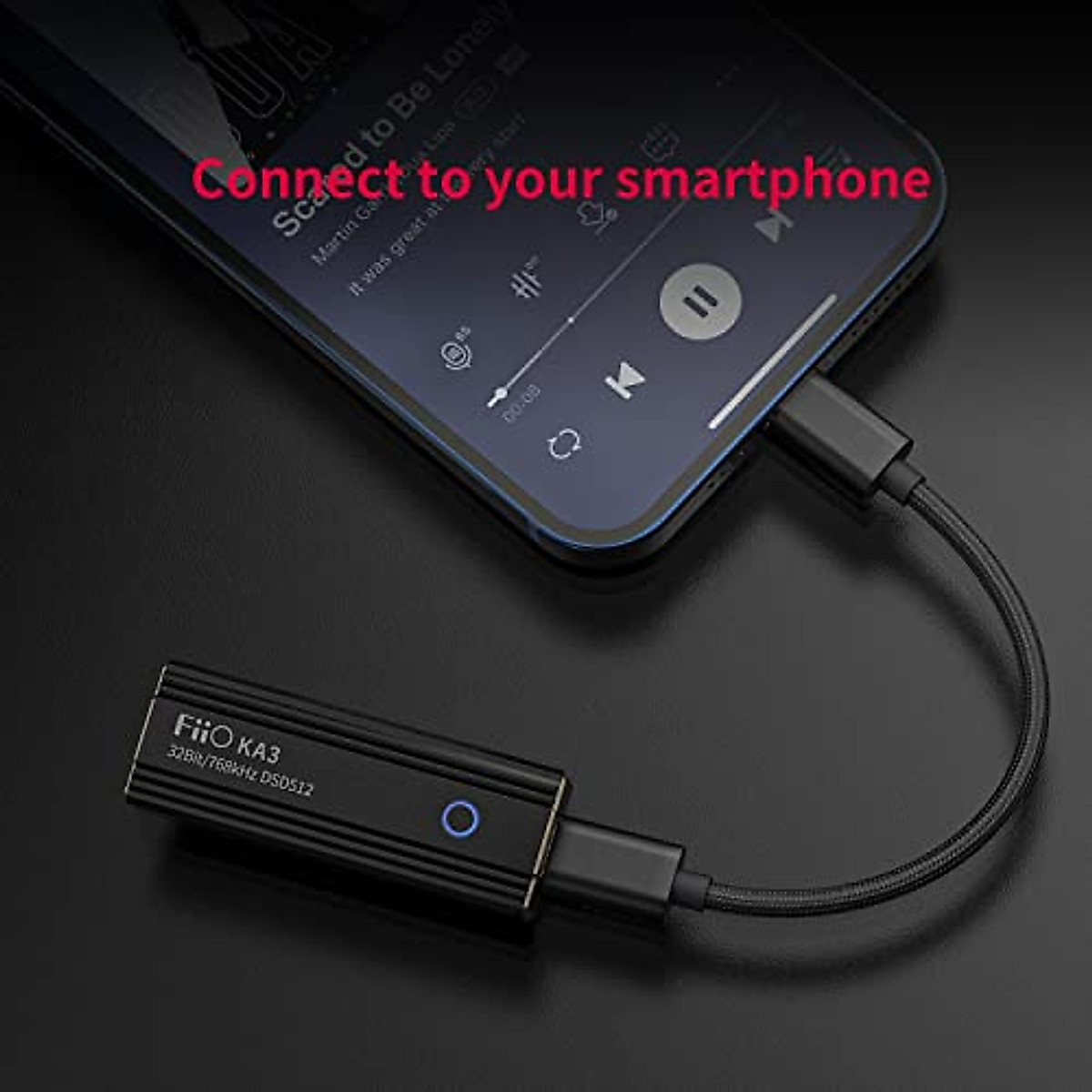 FiiO JadeAudio KA3 Headphone Amps Tiny Amplifier USB DAC High Resolution Supports 32bit/768kHz and DSD512 Headphone Outputs 3.5mm/4.4mm for Smartphones/Laptop/PC/Players