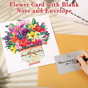 Paper Flower Pop Up Cards, Lilies Flower Bouquet Card Popup 3D Greeting Cards for Mother's Day, Graduation, Anniversary, Birthday, Congratulations, Get Well, Home Decor, with Envelope and Note