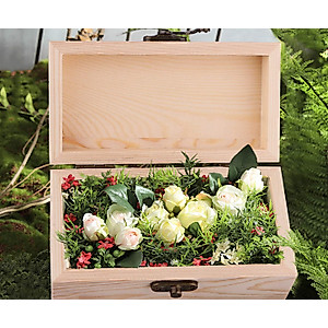 Unfinished Wood Box , Dedoot 2 PCS 5.5x2.75x2.87 Inch Small Wood Craft Box with Locking Clasp Rectangle Wood Gift Box Organizer for Jewelry Artist Tool and Brush Storage Box