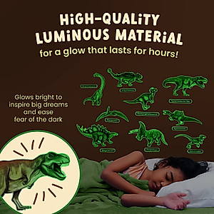 Glow in The Dark Dinosaur Wall Stickers - 10 Large Bright Wall Decals for Bedroom Walls and Ceilings - for Boys Room and Girls Room - Set 1