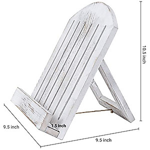 MyGift Shabby Whitewashed Wood Cookbook Holder Stand, Countertop Recipe Book Binder iPad Tablet Holder with Kickstand