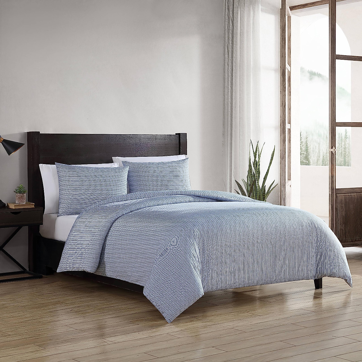 Eddie Bauer- Twin Duvet Cover Set, Cotton Bedding Set with Matching Sham(s), Casual Home Décor (Ticking Stripe Navy, Twin)