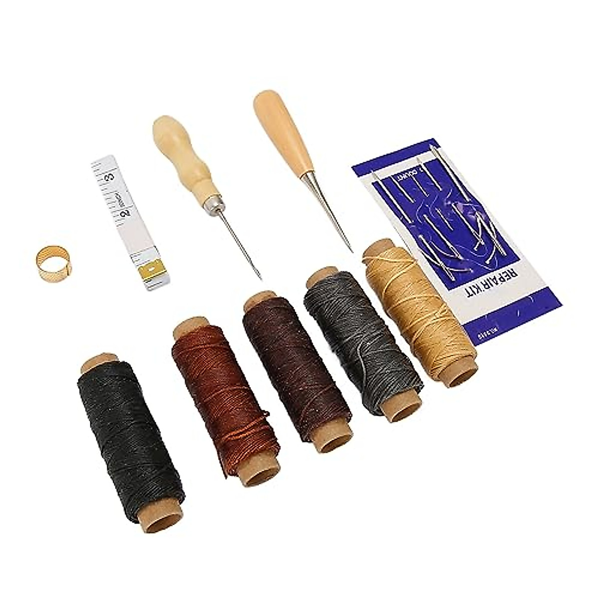 Leather Repair Kit Tape Measure Waxed Thread Leather Working Kit DIY for Leather Craft